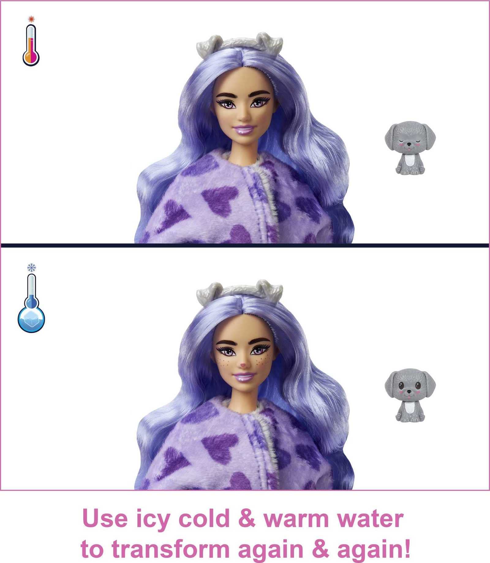 Barbie Cutie Reveal Fashion Doll with Puppy Plush Costume & 10 Surprises Including Mini Pet & Color Change
