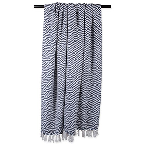 DII Diamond Throw Collection Woven Cotton, 50x60, French Blue