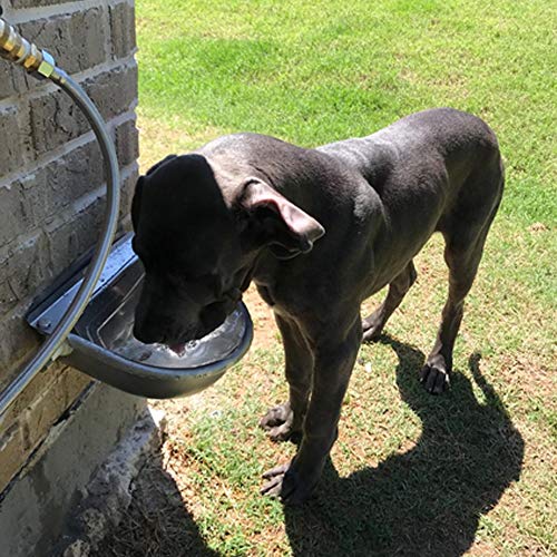 Automatic Animal Waterer Bowl with Float Valve, 304 Stainless Steel Automatic Livestock Drinking Water Trough Kit Includes Water Bowl, 2 Hoses,2 Float valves & Mounting Bolts