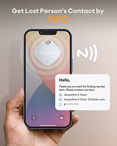 ATUVOS Luggage Tracker, Key Finder, Smart Bluetooth Tracker Pairs with Apple Find My (iOS Only), Item Locator for Bags, Wallets, Keys, Waterproof IP67, Anti-Lost 4 Pack