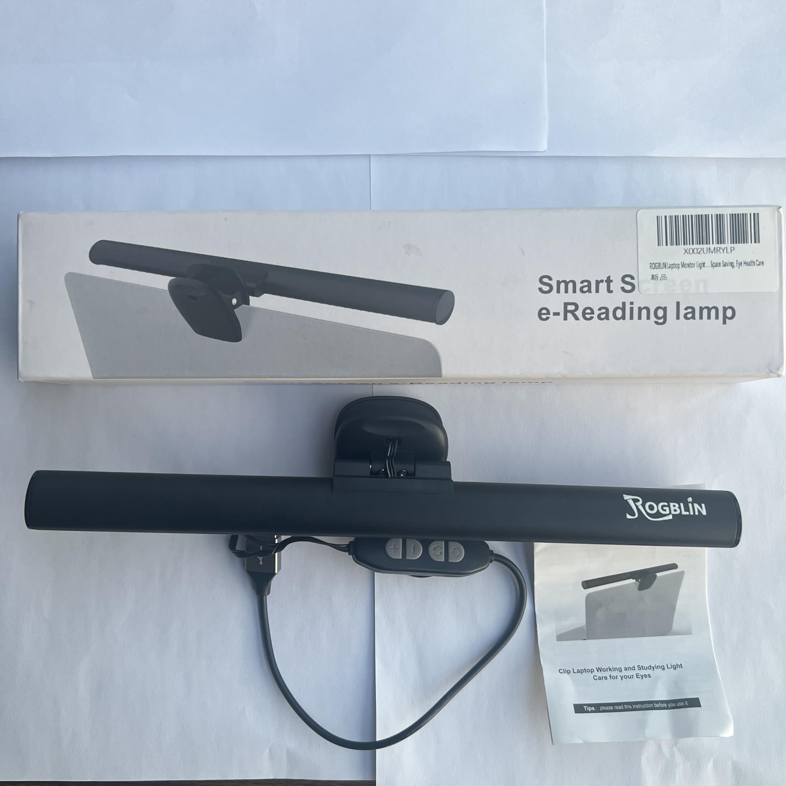 ROGBLIN Laptop Monitor Light Bar, USB E-Reading LED Task Lamp, 3 Adjustable Color Temperature, 10 Dimming Brightness Levels, No Screen Glare, Space Saving, Eye Health Care