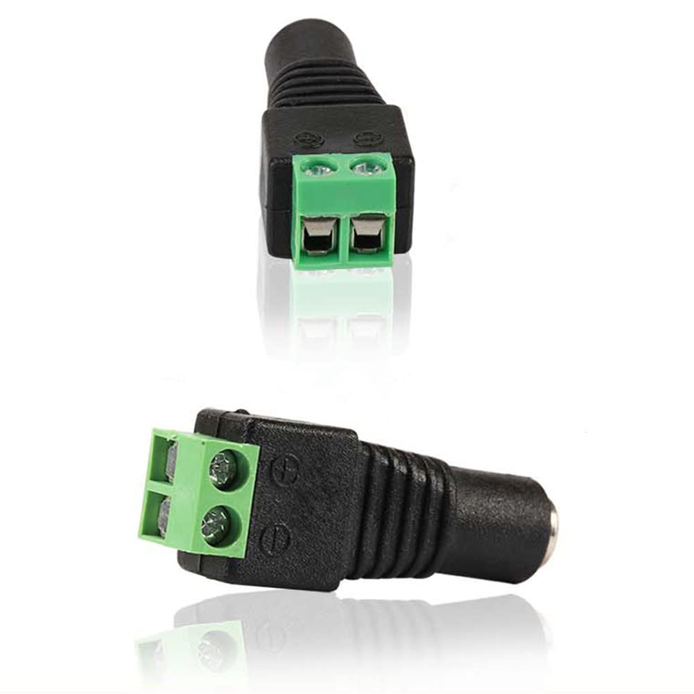 CENTROPOWER 10 Pairs 12V 5A DC Power Plug Connector 5.5mm x 2.1mm, (10 x Male and 10 x Female) Power Jack for Led Strip CCTV Security Camera Cable Wire Ends Barrel Adapter