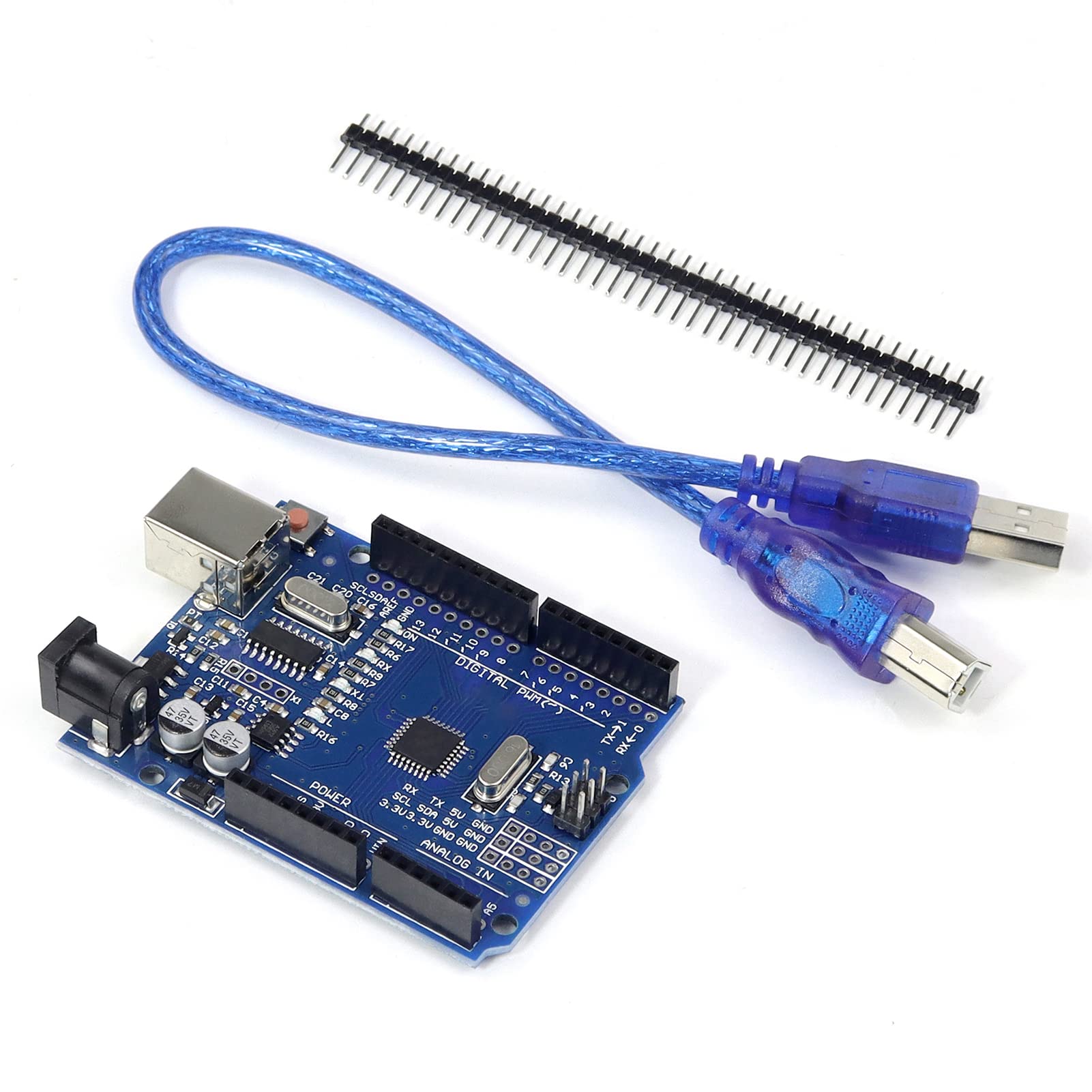 KeeYees 3 Set Microcontroller Development Board for Arduino IDE with USB Cable and 2.54mm Straight Pin Header + 3pcs 40Pin 20cm Female Male Jumper Wires
