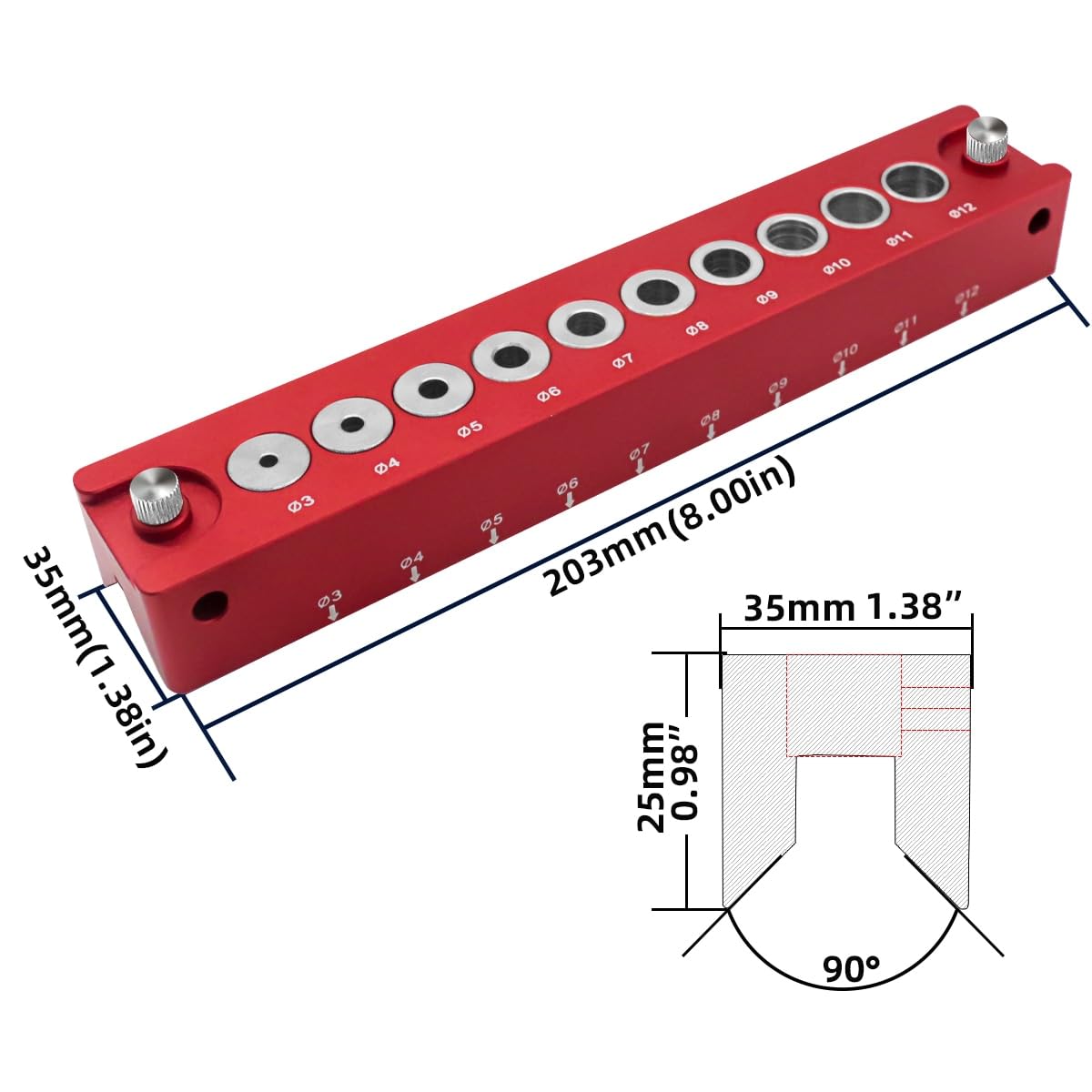 3-12mm Self Centering Dowelling Jig Kit Drill Jig for Straight Holes Joiner with 10 Holes Drill Guide Bushings