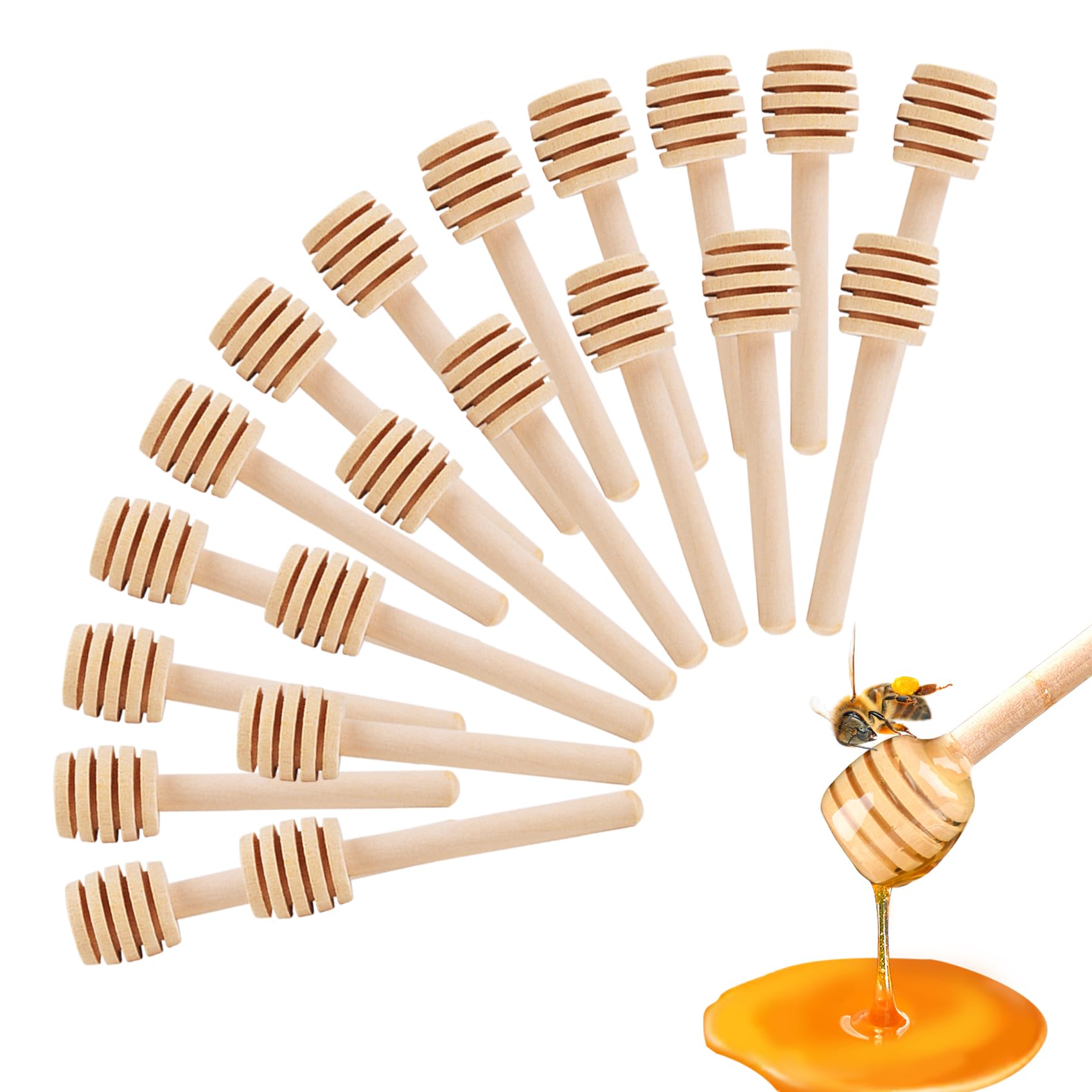 20 Pcs Honey Sticks Mini Honey Dipper, 3inch Wooden Honey Comb Honey Dispenser for Honey Jar Dispense Drizzle Honey, Wedding Party, Gender Reveal Party Supplies