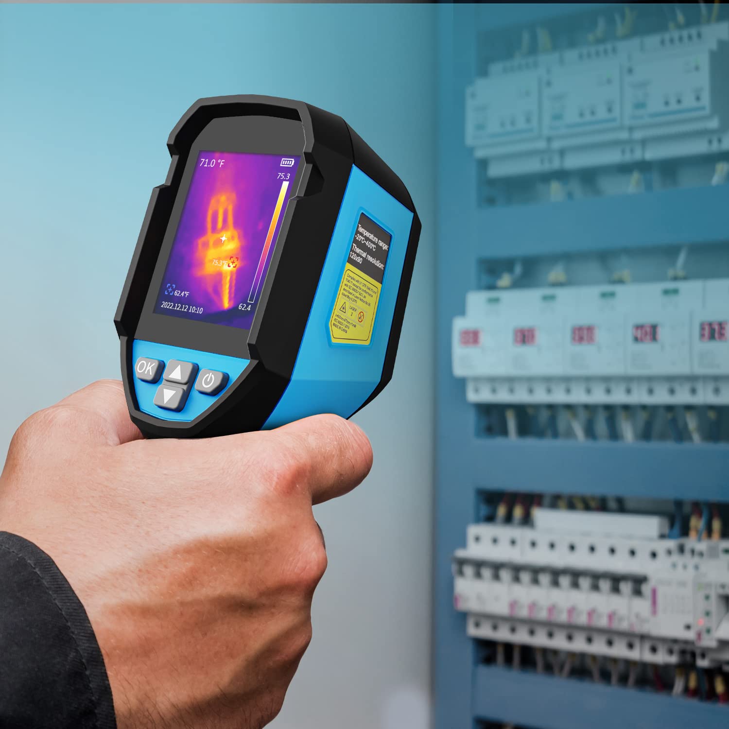 ACEGMET TR120E Thermal Imaging Camera, 120 x 90 IR Resolution Handheld Thermal Camera 10800 Pixels, 25 Hz Refresh Rate Thermal Imager with Laser Pointer, 2.4" LCD Screen, IP54, -4°F~752°F Range