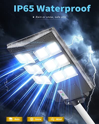A-ZONE 600W Solar Street Lights Outdoor - 60000LM High Brightness Dusk to Dawn LED Lamp, with Motion Sensor and Remote Control, for Parking Lot, Yard, Garden, Patio, Stadium, Piazza (2 Packs)