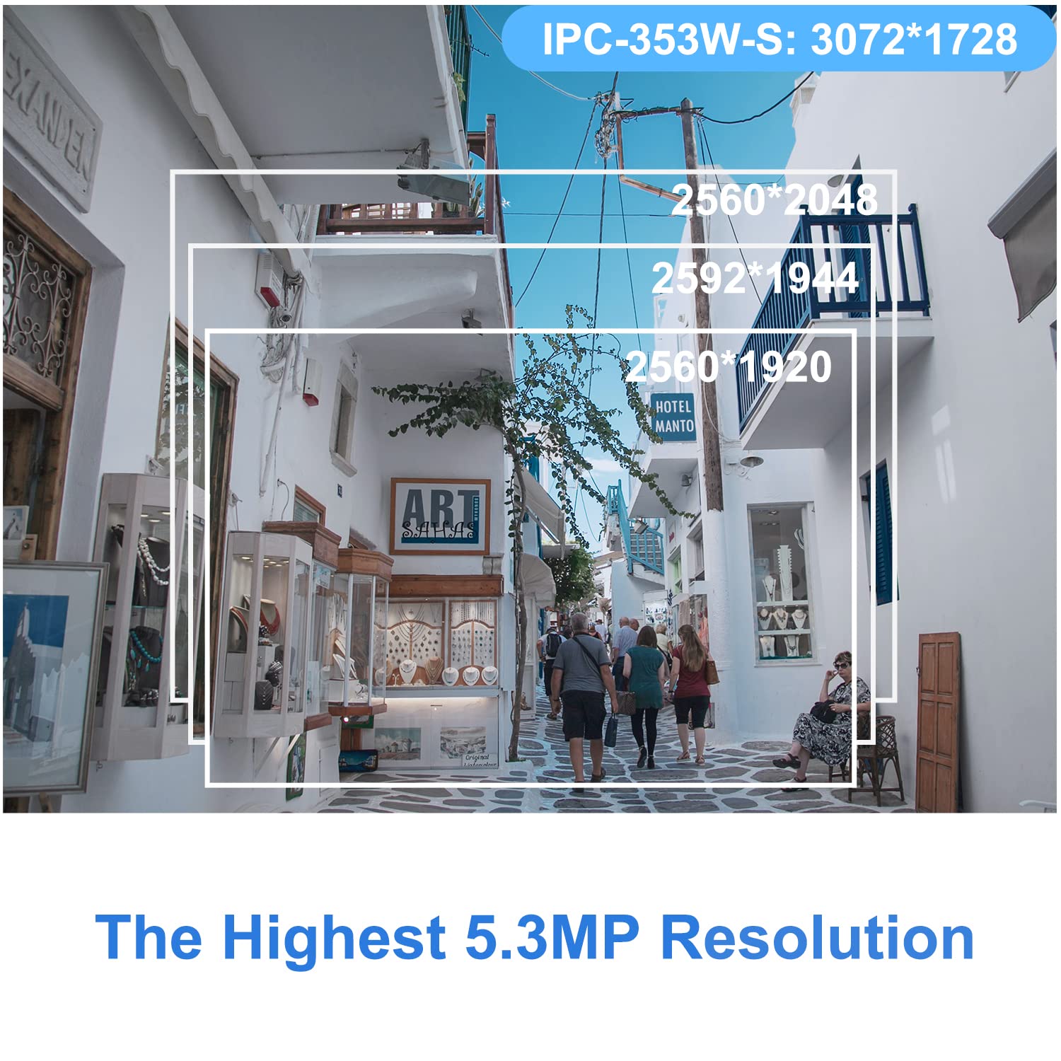 Anpviz 5MP Security IP Dome PoE Camera with Mic/Audio, 5.3MP (3072 * 1728) Turret Outdoor Camera, 98ft NightVision, 2.8mm Lens, IP67 Weatherproof, SD Recording (256GB), White (IPC-D353W-S)
