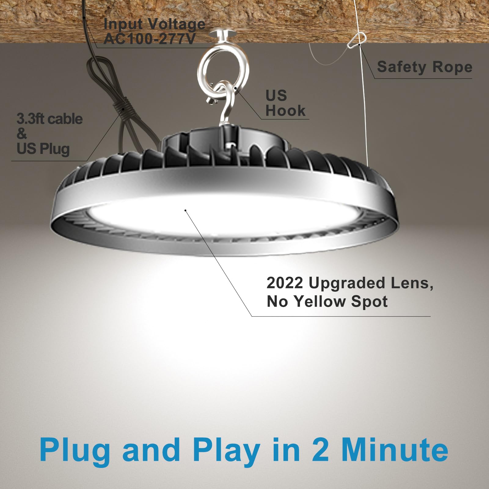 400W LED High Bay Light 60000LM (Eqv.1600W HPS) 0-10V Dimmable Commercial Bay Lighting, AC100-277V 5000K High Bay LED Light for 30~55FT-5 Pack