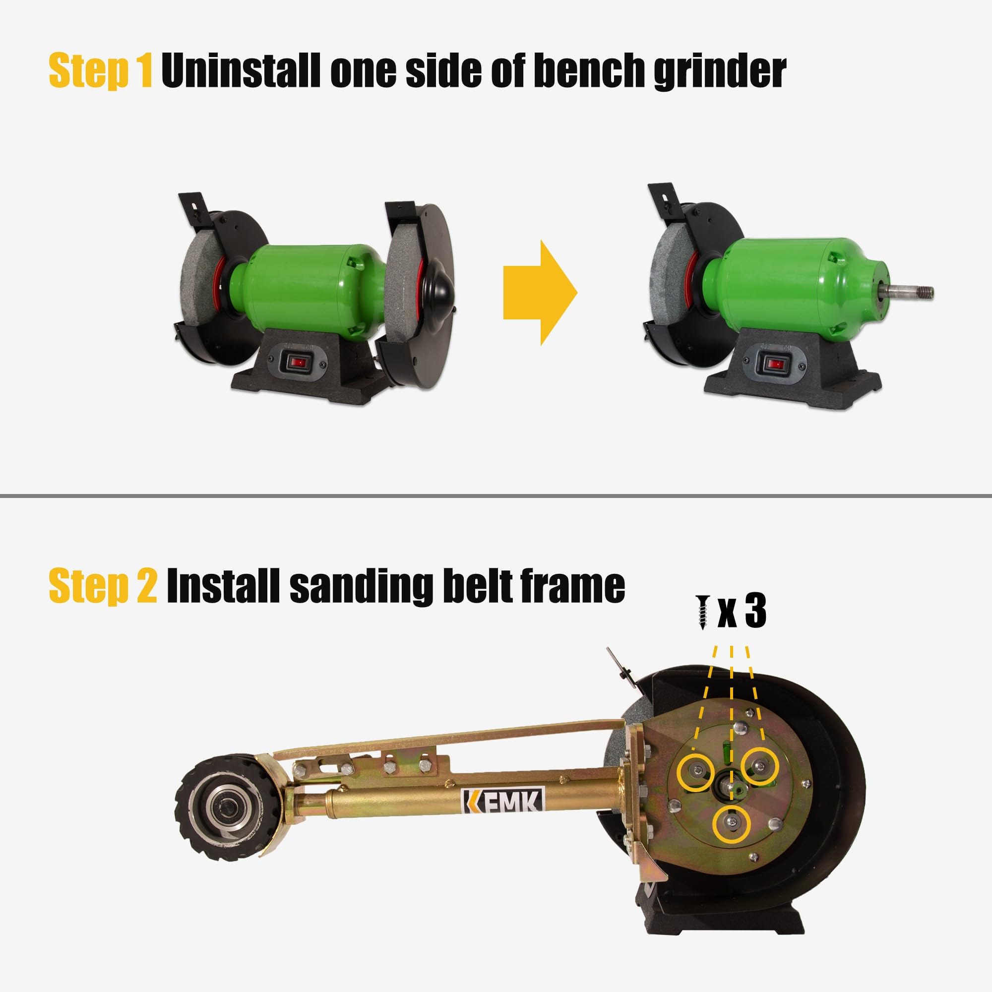KFMK 2"x48" Belt Grinder Attachment for Bench Grinders, 2x48 Inch Belt and 7 Inch Disc Sander Attachment for Bench Grinders