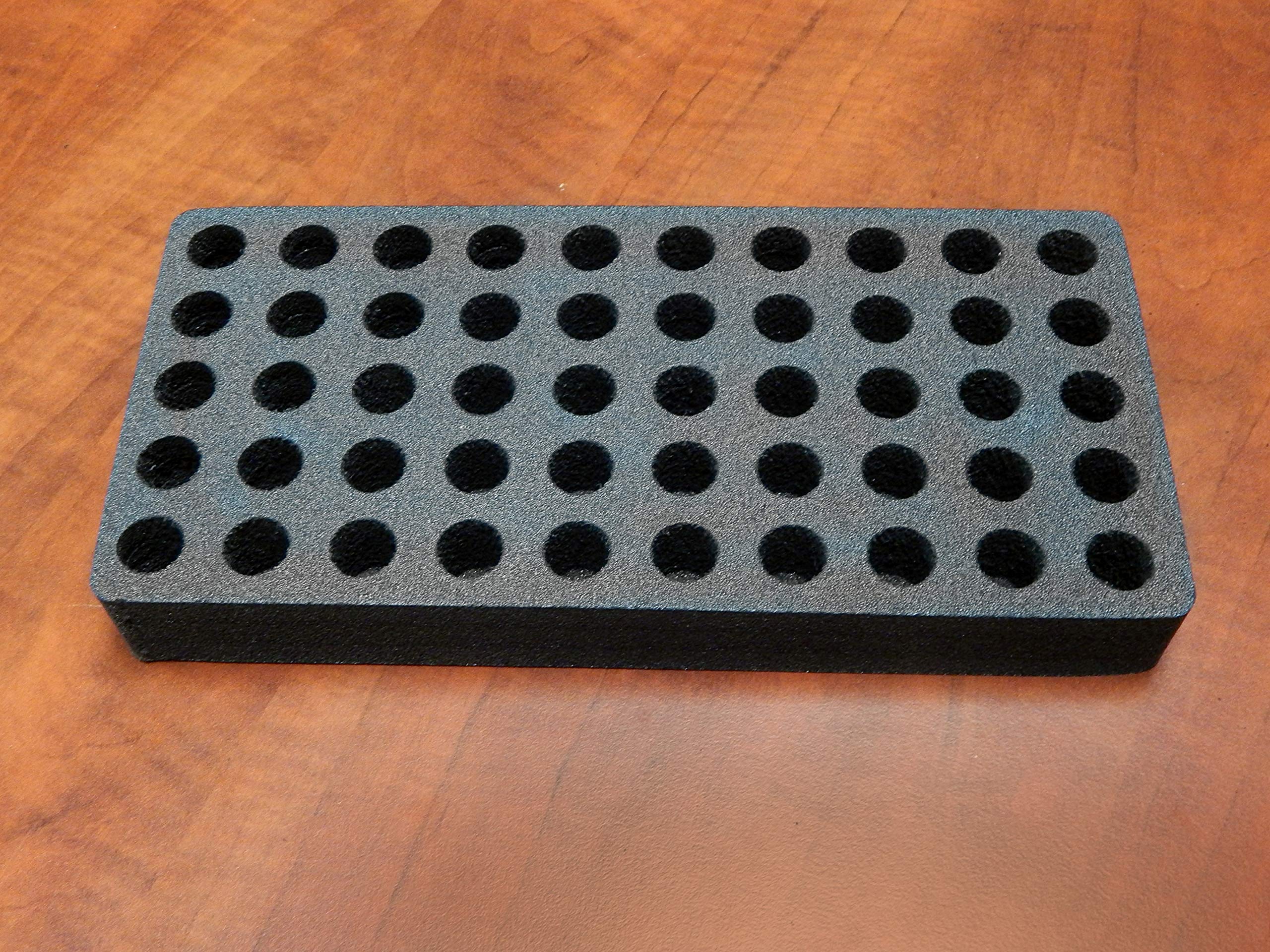 Polar Whale HPLC 4ml Vial Rack Black Foam Storage Rack Organizer Stand Transport Holds 50 Vials Fits up to 15mm Diameter Vials