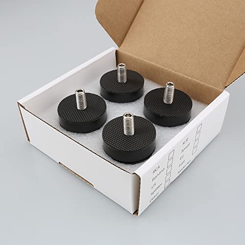 Audiocrast 4PCs HiFi Speaker Isolation Feet Shock Absorber Pads IF4023B Black Stand Feet 40×23mm Aluminum Vibration Dampener with Balls for Audio Speaker Subwoofer CD DVD Amplifier Turntable DAC