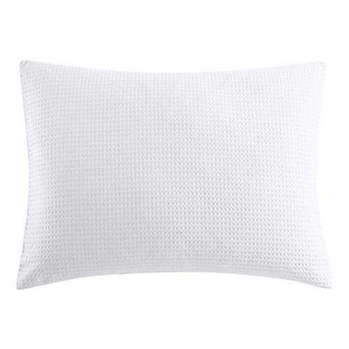 Vera Wang - Queen Comforter Set, Luxury Cotton Bedding with Matching Shams, Medium Weight & Ideal for All Seasons (Waffle Pique Queen, White)