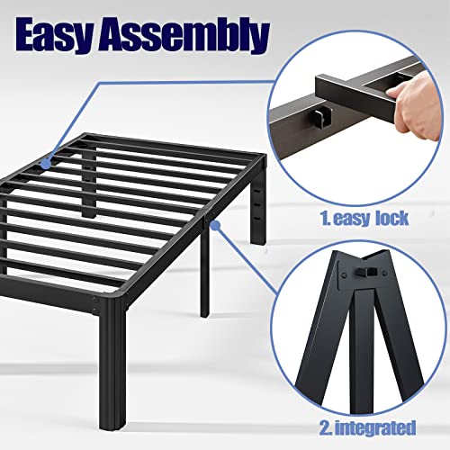 Hunlostten 12" Twin XL Heavy Duty Bed Frame No Box Spring Needed, Metal Twin XL Platform Bed Frame with Round Corners, Easy Assembly, Noise Free, Black
