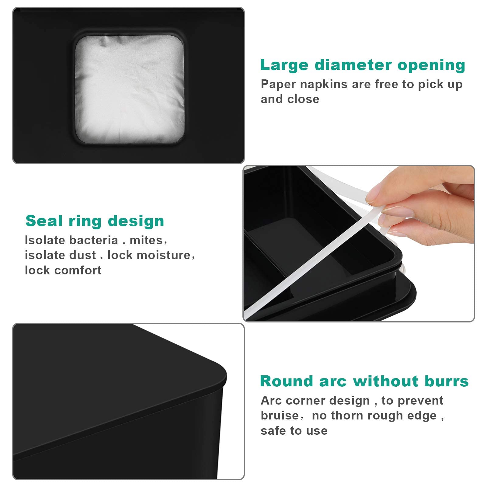 LEFUYAN Wipes Dispenser, Dustproof Tissue Storage Box Case Wet Wipes Dispenser Holder with Lid for Home Office Desk (Black)