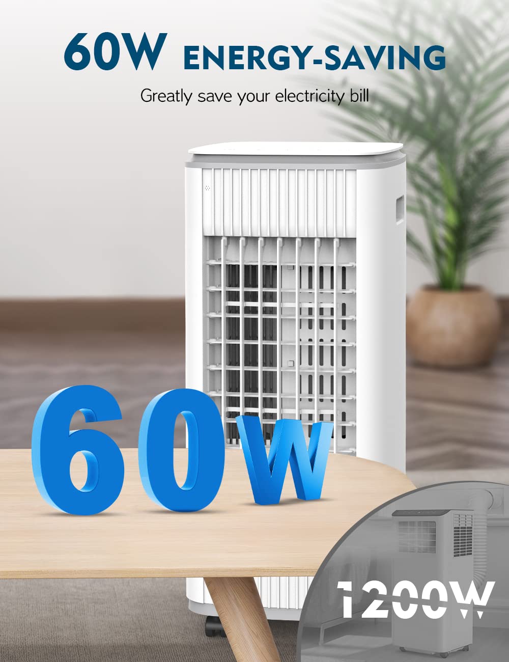 3-IN-1 Evaporative Air Cooler, Portable Air Conditioner w/Cooling/Humidify, Cooling Tower Fan with Remote, 70° Oscillation & 7H Timer Swamp Cooler, Windowless Evaporative Cooler for Room, Ice Packs*4