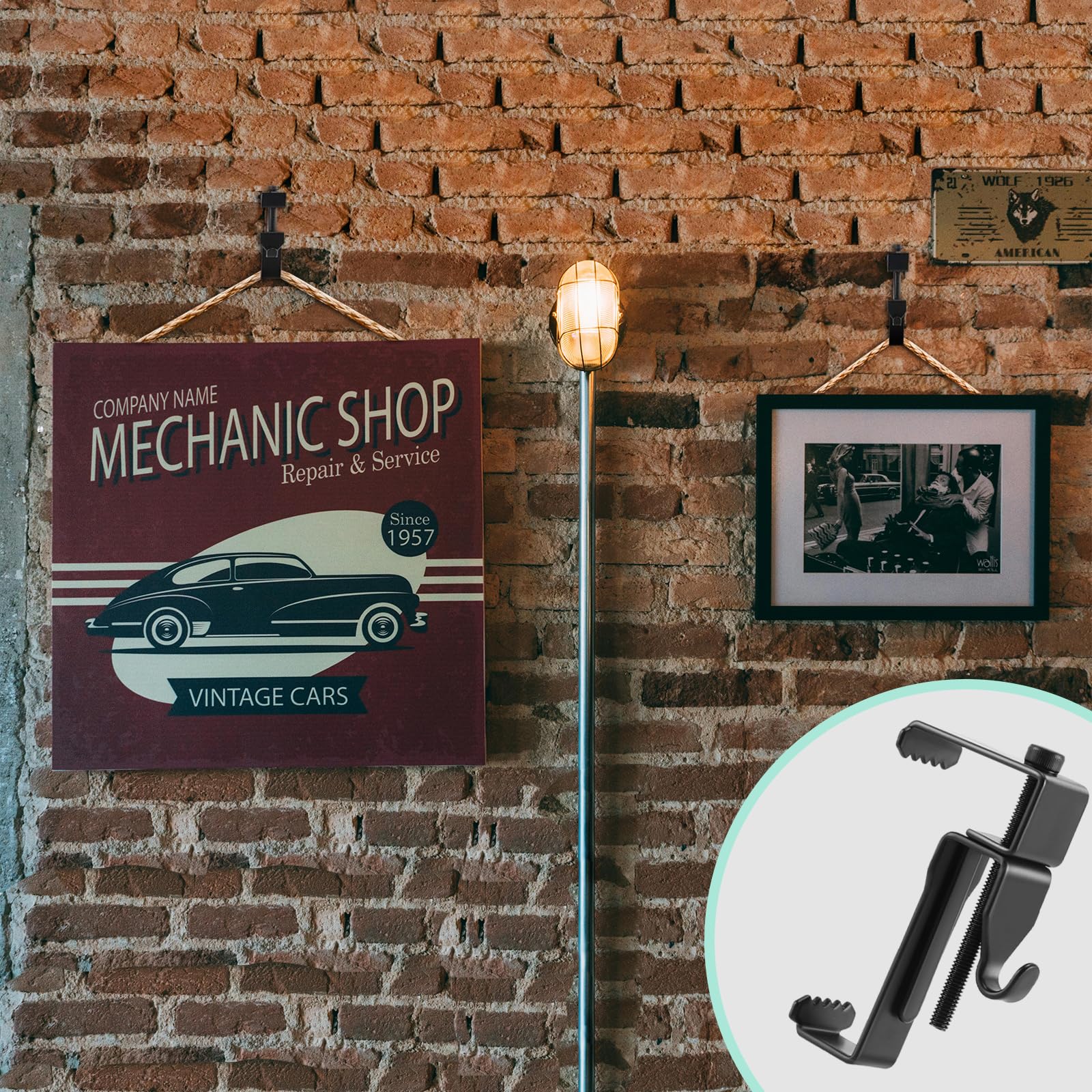 6PCS Stainless Steel Brick Wall Clips - Heavy Duty Adjustable Hooks for Picture Frames, Flower Baskets & Outdoor Decor. No-Drill Brick Hangers Set
