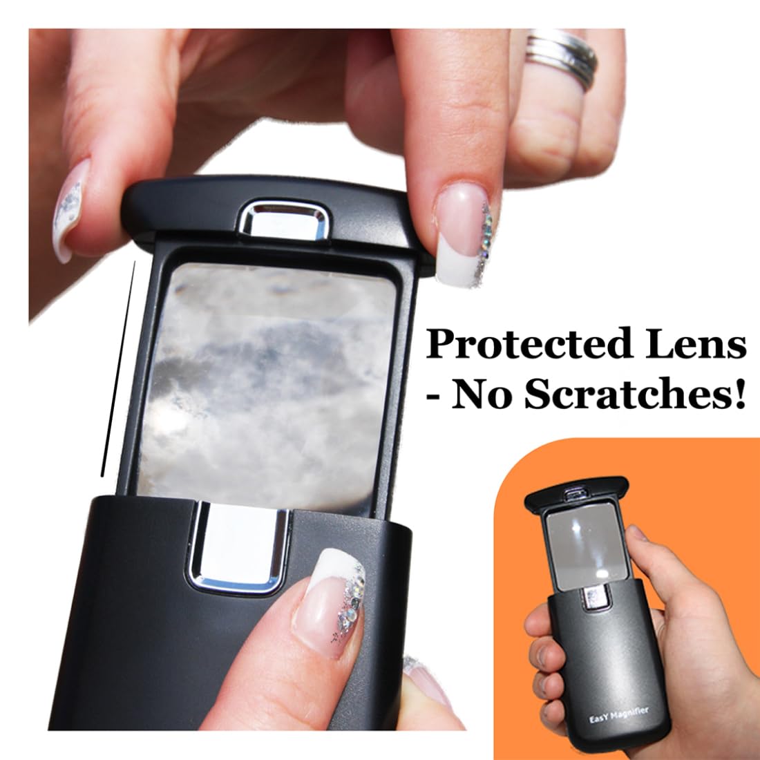 EasY Magnifier Small Pocket Magnifying Glass 3X with LED Light for Reading; Lighted Hand Held Coin Loupe; Mini Magnify Lens; Gifts for Seniors