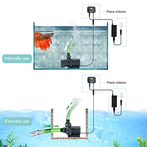 hygger 800GPH Quiet Submersible and External 24V Water Pump, with Controller (30%-100% Settings), Powerful Return Pump for Fish Tanks, Aquariums, Ponds, Fountains, Sump, Hydroponics (25W, 9.8ft)