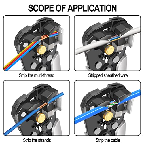 AIRAJ PRO Self Adjusting Wire Stripper,3 in 1 Heavy Duty Wire Cutter Stripper Crimper Tool,Universal Wire Stripping Cutting for 10-24 AWG Wire Cutter for Electrical Cable Cutting,Crimping Tool