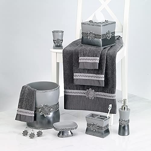 Avanti Linens - Wastebasket, Decorative Trash Can, Stylish Home Decor (Braided Medallion Collection, Granite)