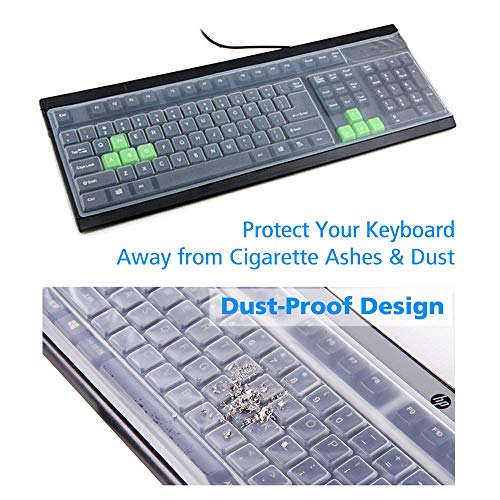 Reusable Waterproof Keyboard Cover, Universal Clear Anti-Dust Keyboard Skin Protector Cover for 104/107 Keys Standard Desktop Keyboard (2 Pack)