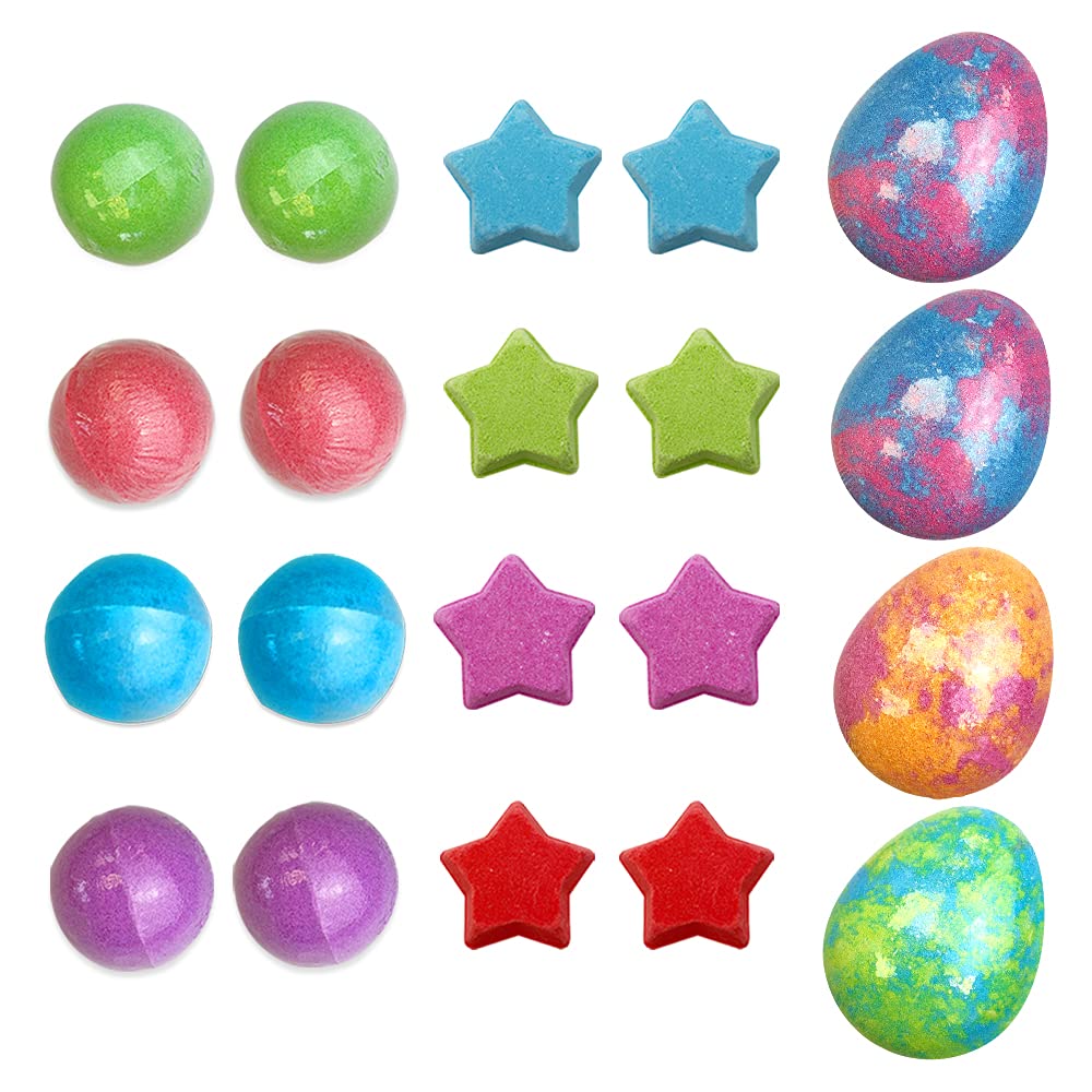 Bath Bombs Pack, Fizzing Vegan Bath Fizzers Gift Set for Children's Birthdays