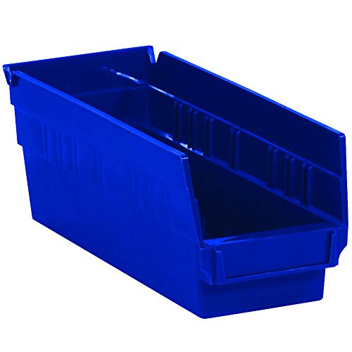BOX USA BBINPS102B Plastic Shelf Bins Boxes, 11 5/8" x 4 1/8" x 4", Blue (Pack of 36)