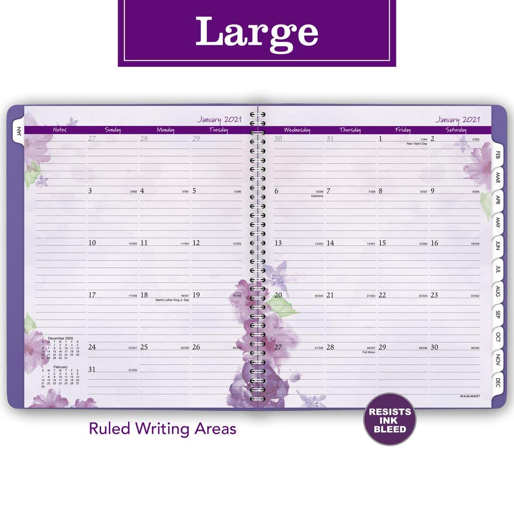 2021 Monthly Planner by AT-A-GLANCE, 8-1/2" x 11", Large, Beautiful Day, Lavender (938P-900-21)