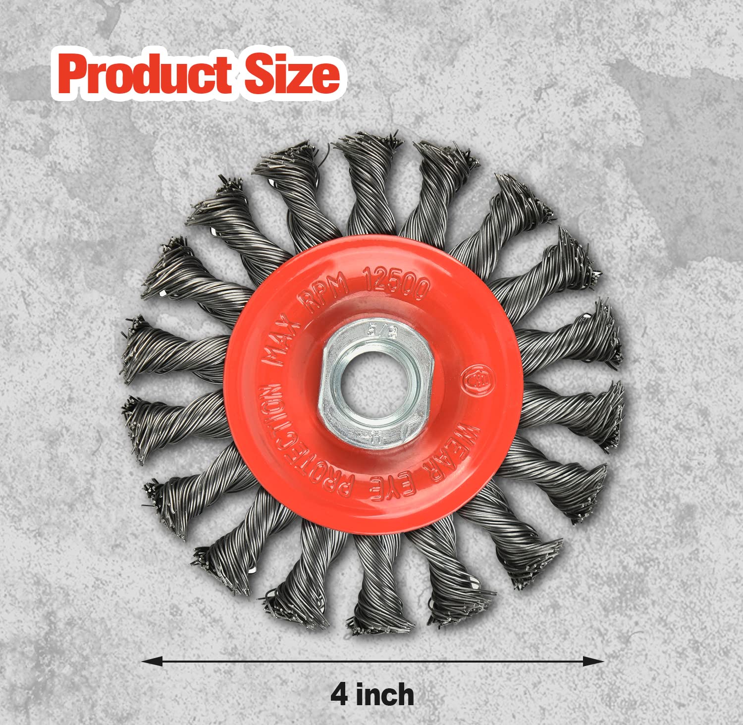 Aain 10 PCS - 4 Inch Twist Knotted Wire Wheel Brush for Grinders and Angle Grinder - 5/8 Inch-11 Threaded Arbor - 0.020 Inch Carbon Steel Wire,4" x 5/8-Inch | 11 UNC (AQ19A10)