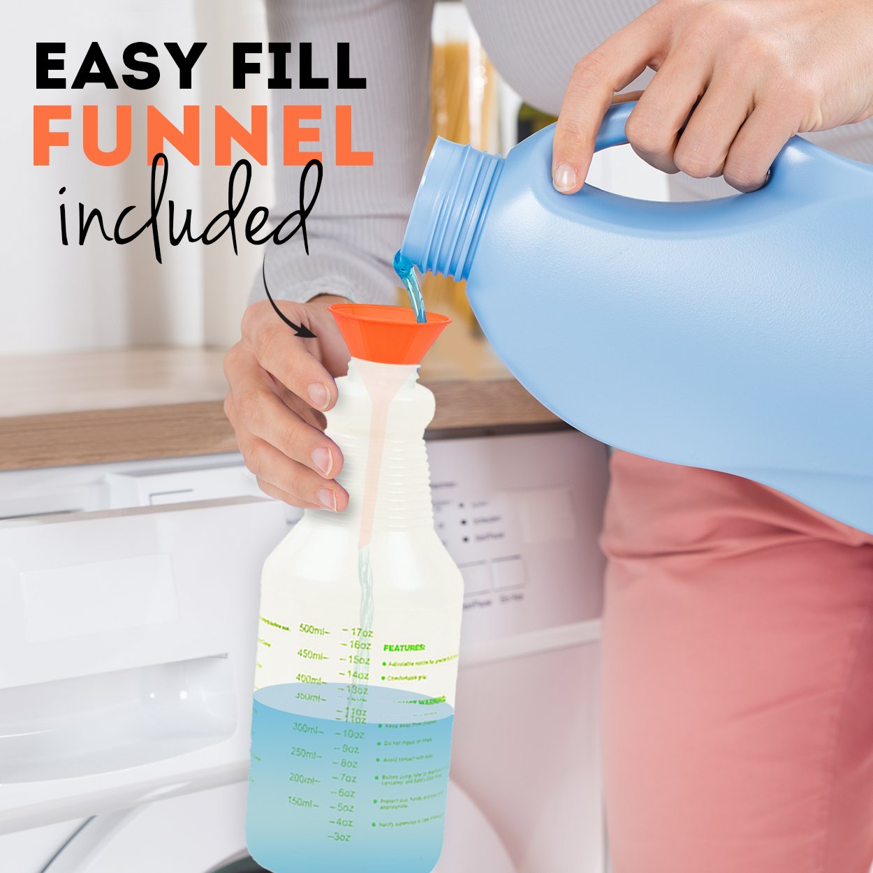 Duracare Plastic Heavy Duty Leak Free Trigger Spray Bottles with Adjustable Nozzle and Measurements - For All Purpose Cleaning Solutions, Plants, Mister, Household and Commercial Use (Set of 3, 24oz)