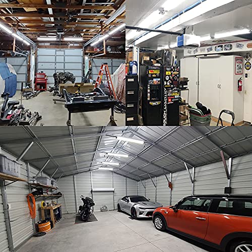 hykolity Linkable LED Shop Light for Garage, 4400lm, 4FT 42W Utility Light Fixture, 5000K Daylight LED Workbench Light W/Plug [250W Equivalent] Hanging or Surface Mount, Black - 4 Pack ETL