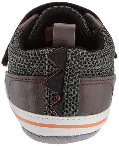 RO + ME by Robeez Baby Boy Crib Shoes Boys Infant Athletic Sneaker, Dinosaur Brown, 18-24 Months