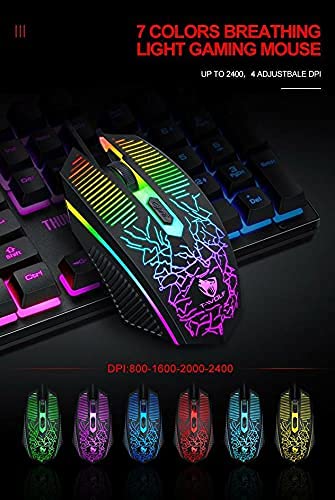 2021 Mouse Pad XL RGB LED & Gaming Keyboard Headset, Wired Backlight Bundle for PC Gamers Laptop Xbox PS (Red Blue Yellow Green, Innovation 4 in 1) (TF-400)