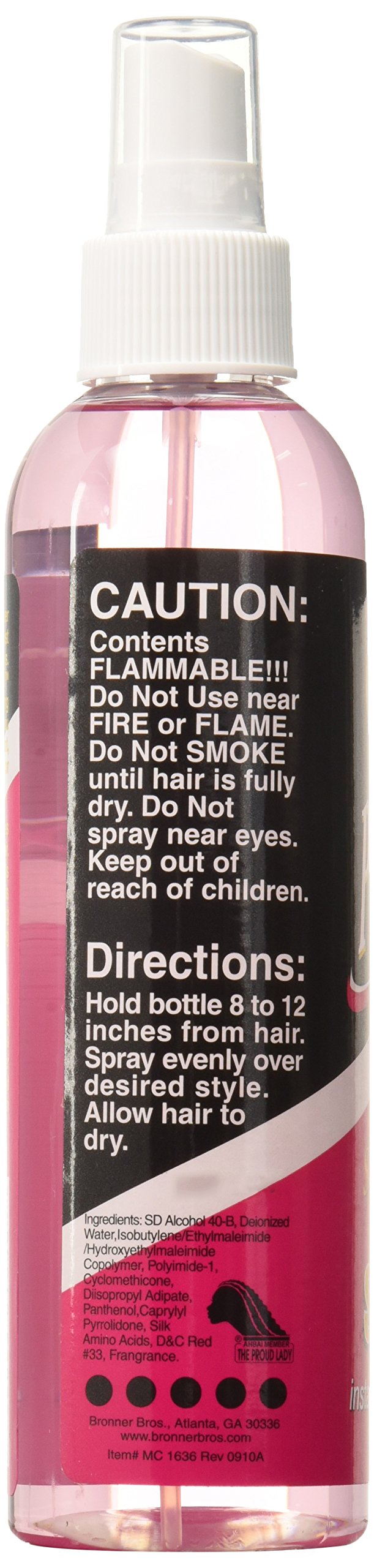 Bronner Brothers Pump It Up Styling Spritz Gold 80% – Fast-Dry Hair Spray Extra Hold with Vitamin B5 & Silk Protein - Maximum Hold Finishing Spritz Hairspray, Adds Shine, Nourishes, No Build-up - 8oz