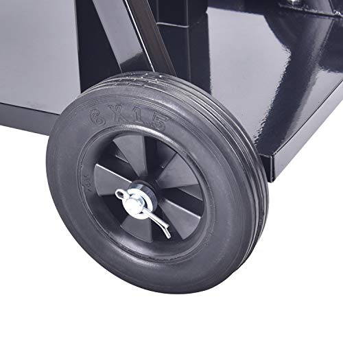 Aain Universal MIG Welding Cart, Rolling Welding Cart with Wheels for TIG MIG Welder, 110Lbs Capacity, Black