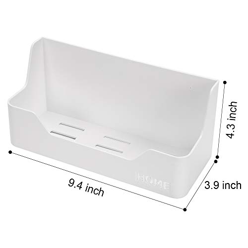 HYOATREA Bedside Shelf Organizer, White Plastic Wall Mounted Adhesive Storage Caddy Shelf Accessory for Phone, Remote, Earphone, Glasses | Home, Office, Dorm (Classic)
