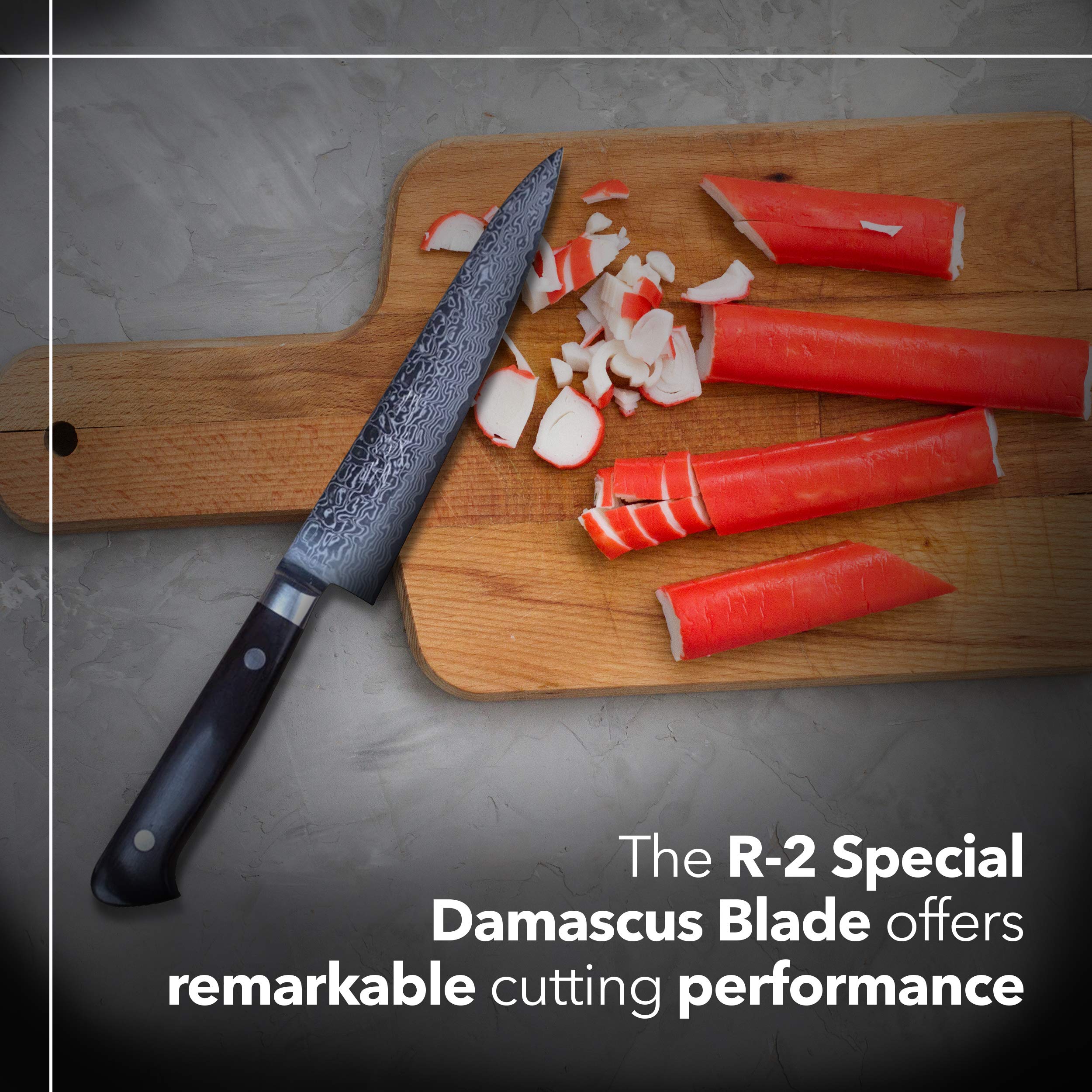JCK ORIGINAL Kagayaki Japanese Chef’s Knife, KGRP-1 Professional Petty Knife, Polished Patterned Damascus Stainless Steel with Ergonomic Black Pakka Wood Handle, 5.9 inch