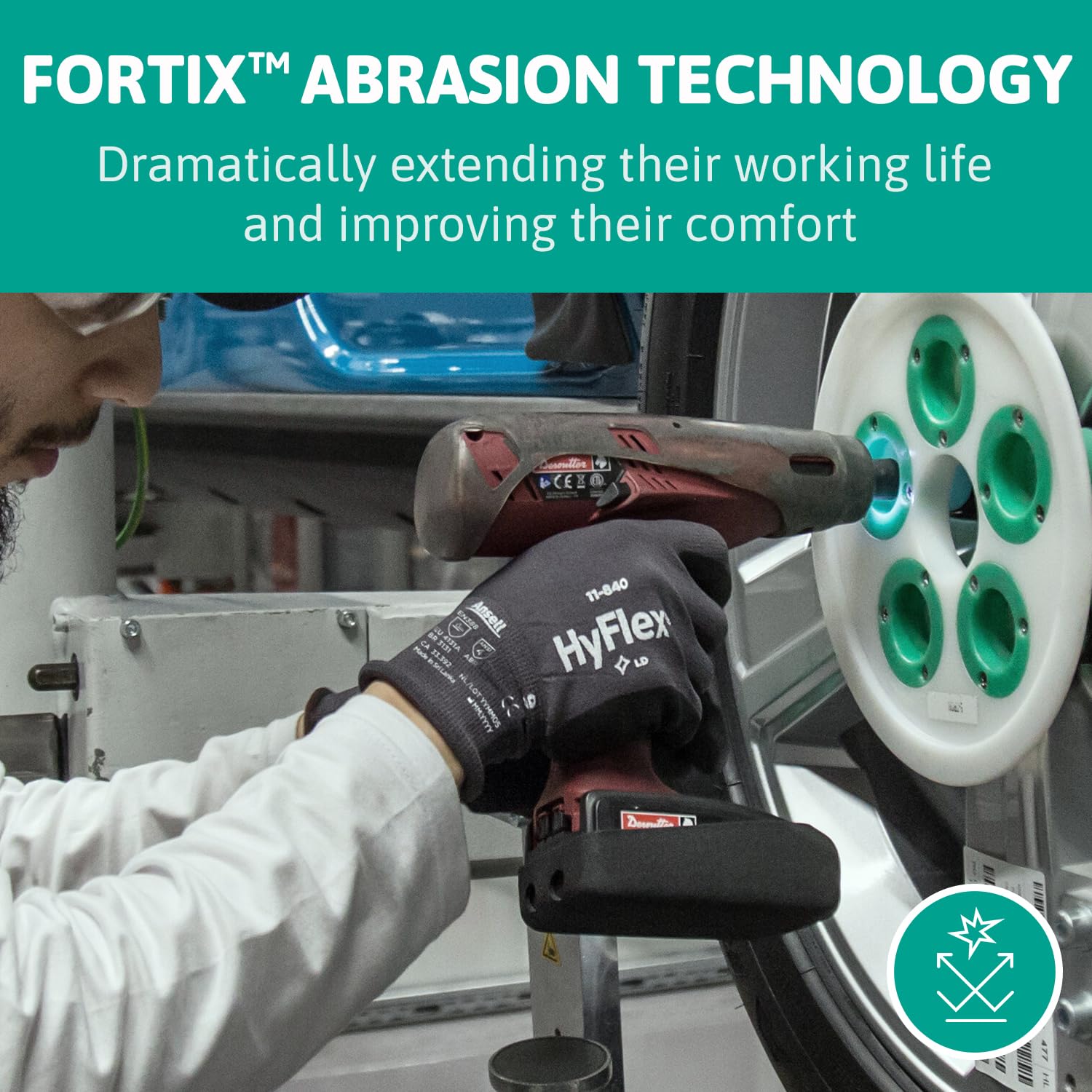Ansell HyFlex 11-840 Ergonomic Abrasion-Resistant Nylon Spandex Nitrile Coated Industrial Gloves for Automotive, Fabrication - Med (8) Grey (12 Pairs)