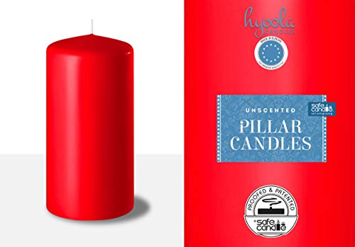 HYOOLA Red Pillar Candles 2-inch x 4-inch - 24 Pack Unscented Bulk Pillar Candles - European Made