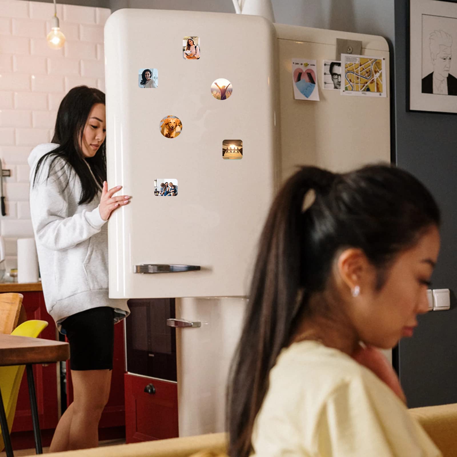 34 PCS Sublimation Magnet Blanks, ZYNERY Sublimation Blank Fridge Magnets Printable Photos, Personalized Custom Magnets for Refrigerator Decoration, Kitchen, Office, Wall (Square 5.5 x 5.5cm)