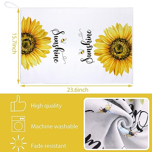 Bencailor 4 Pcs Sunflower Kitchen Towels Lemons Cat Kitchen Dish Towels Kitchen Dish Cloths Fast Drying Kitchen Rug Kitchen Decor for Home Cleaning Cooking Baking, 16 x 24 Inch (Classic,Sunflower)