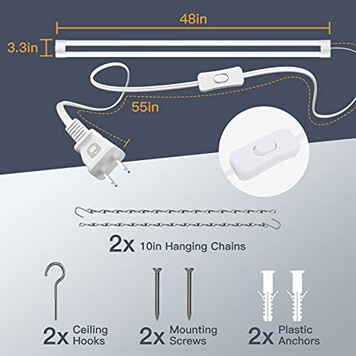 BBOUNDER 20-Pack Linkable LED Utility Shop Light, 4 FT, 4000 LM, 6500K Cool Daylight, 48 Inch Integrated Fixture for Garage, 40W Equivalent 250W, Surface + Suspension Mount, White