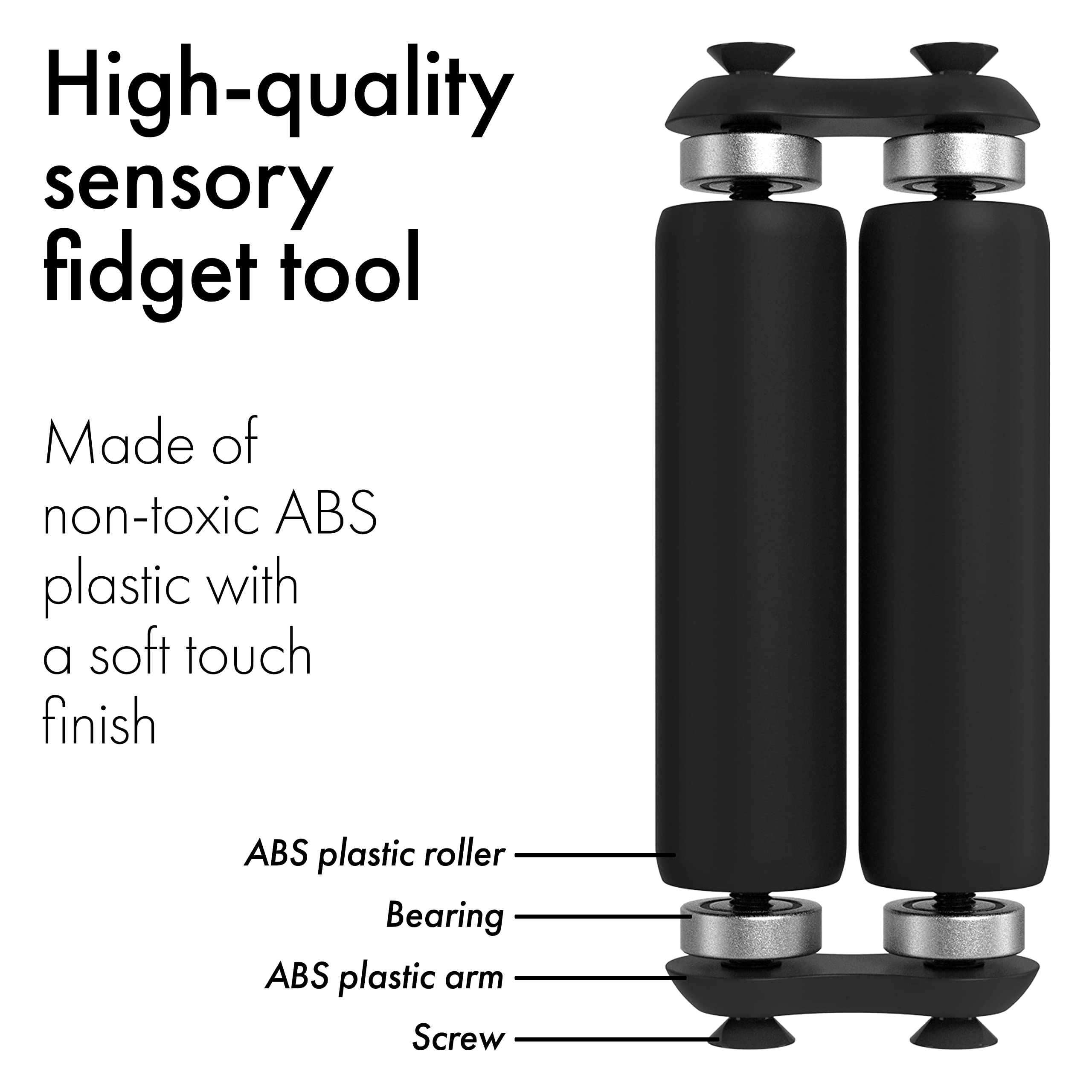 ONO Roller - Handheld Fidget Toy for Adults | Help Relieve Stress, Anxiety, Tension | Promotes Focus, Clarity | Compact, Portable Design (Junior Size/ABS Plastic, Black)