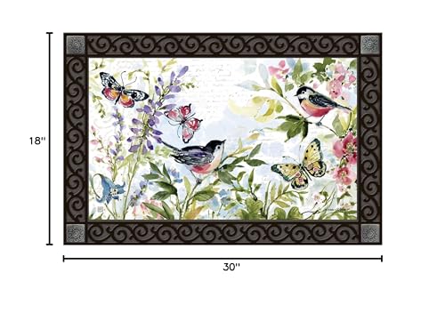 Studio M MatMates Garden Song Decorative Floor Mat Indoor or Outdoor Doormat with Eco-Friendly Recycled Rubber Backing, 18 x 30 Inches, Multi