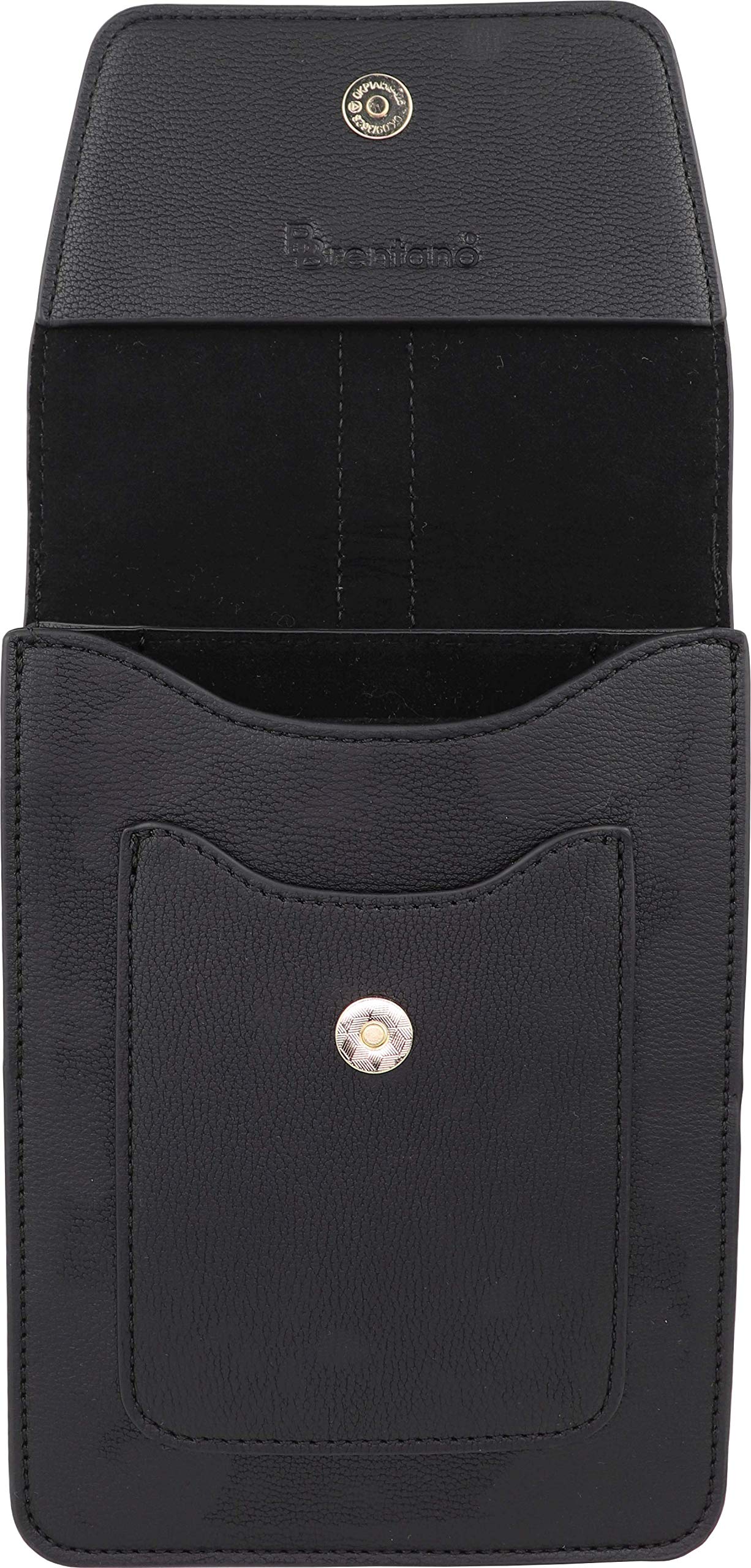B BRENTANO Vegan Small Flap-Over Crossbody Bag and Waist Purse with RIFD Blocking (Black)
