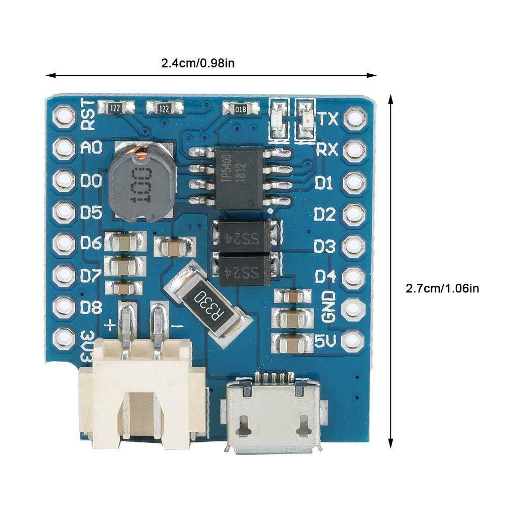 Gump's grocery Battery Shield for WeMos D1 Mini Single Lithium Battery Charging & Boost