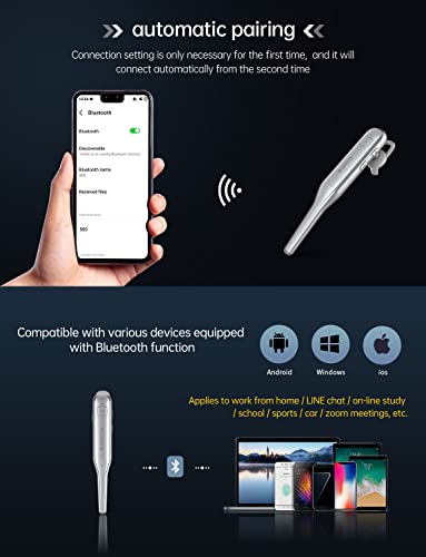Glazata Wireless Headset with Dual MIC Noise Cancelling, apt-X & apt-X HD for Driving, Office, Business, Compatible with Cell Phone and PC - 「Silver」