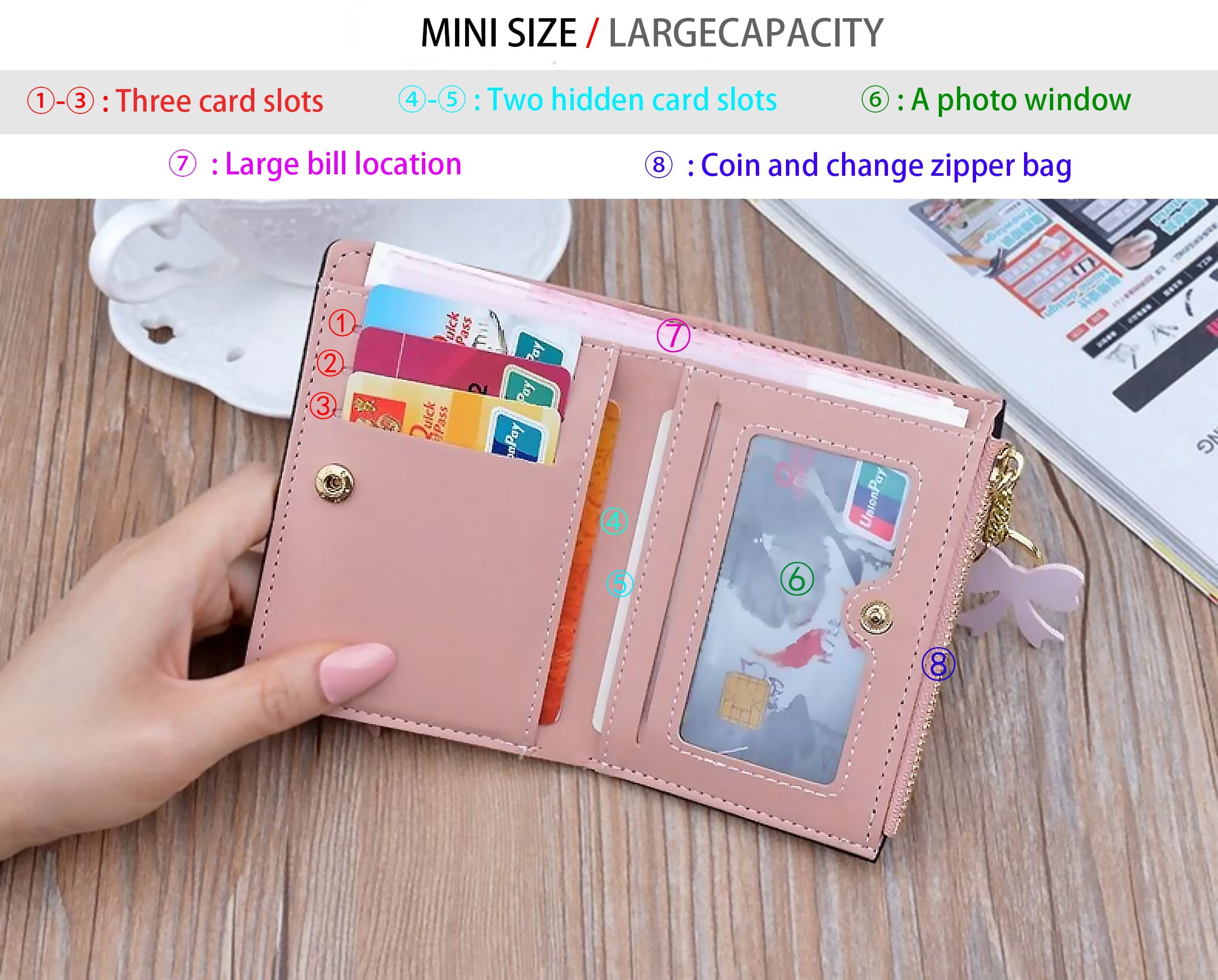 Women's wallet, female short Korean version of fashion chrysanthemum coin purse, soft thin wallet., Light green