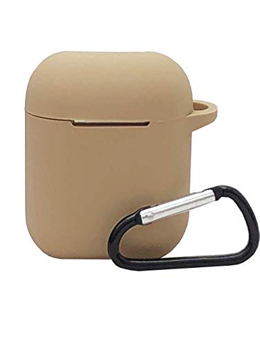AirPods Case,with Keychain Easy Outdoors,HappyCover Thicken Shockproof 360° Protective Silicone Cover Skin with Integrated Dust Plug Compatible for Airpods Charging Case 2 & 1 (Milk Tea)